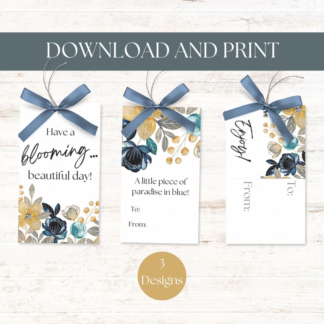 Floral Gift Tag Template, Blue Flowers, Printable to and From ...