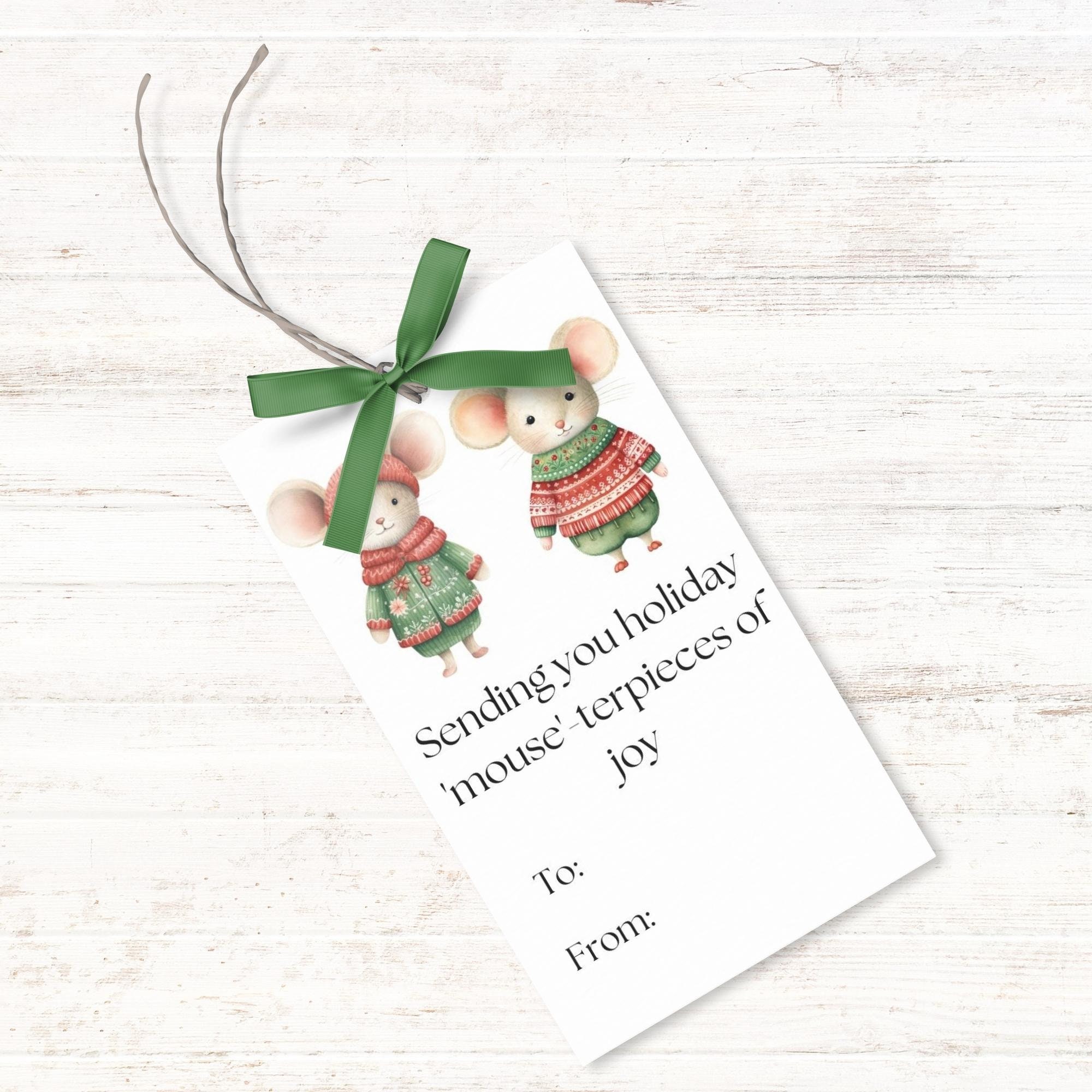 Printable Christmas Gift Tags Mice, Printable to and From, Christmas ...
