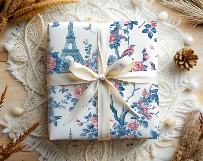 Floral Wrapping Paper French Toile Gift Wrap for Wedding Baby Shower ...