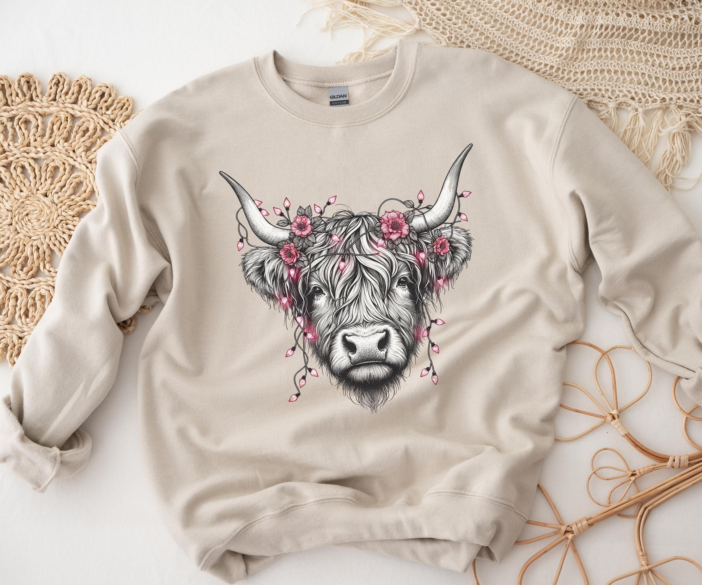 Scottish Highland Cow Sweatshirt, Valentines Day, Gift for Her, Gift ...