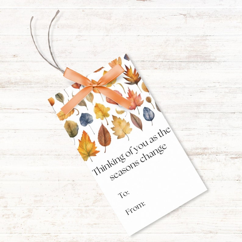 Fall Leaves Gift Tags, Printable to and From, Autumn Floral, Gratitude ...
