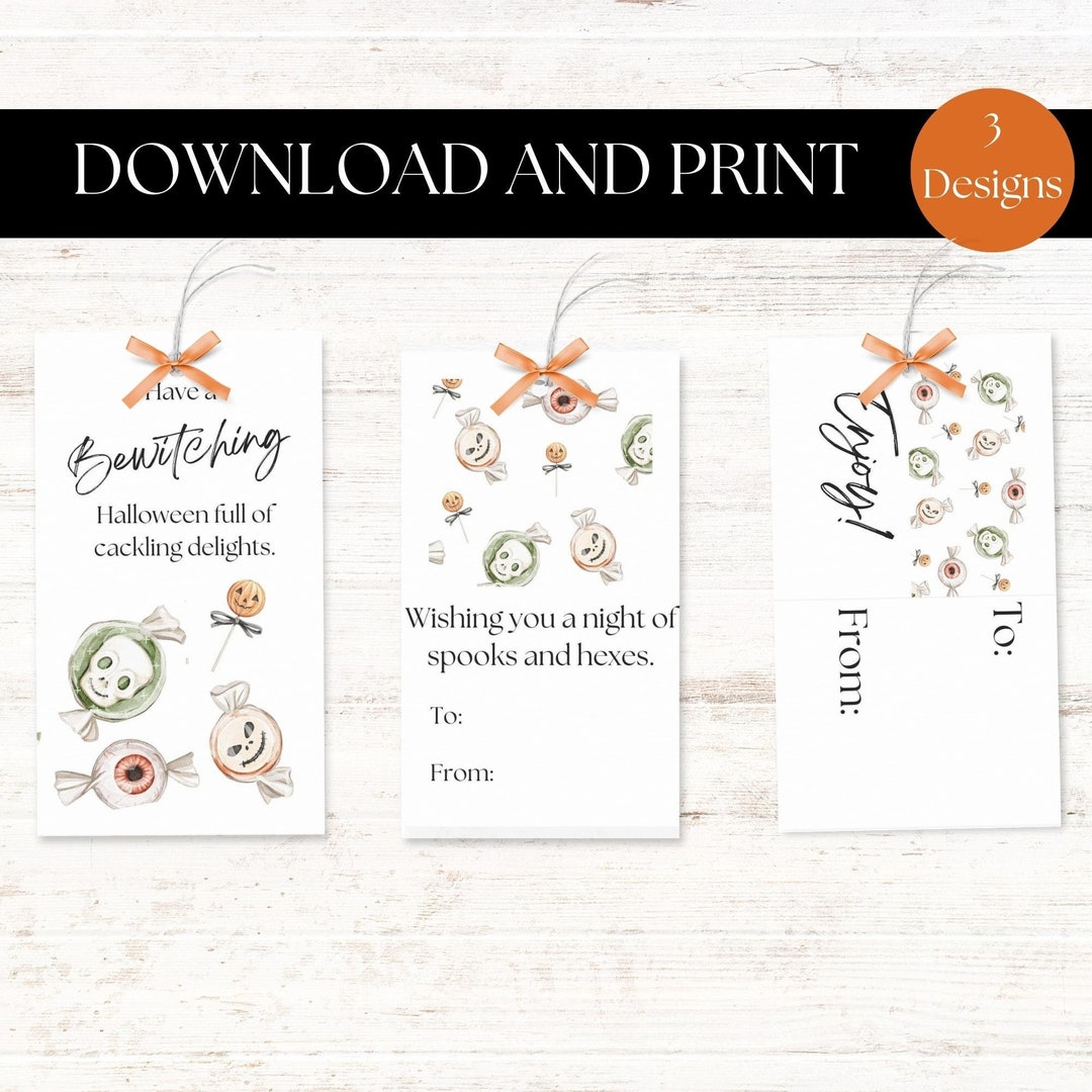 Halloween Gift Tags Printable, Minimalist, Spooky Cupcakes, Favor Tags ...