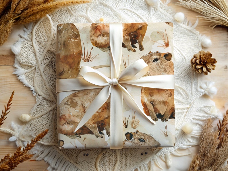 Capybara Wrapping Paper | Cute Capy Washi Tape | Capybara Gift Wrap ...