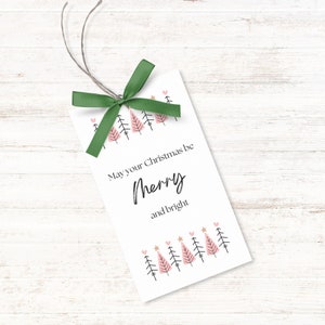Printable Pink Christmas Gift Tags, Printable to and From, Modern ...