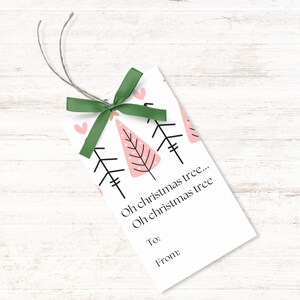 Printable Pink Christmas Gift Tags, Printable to and From, Modern ...