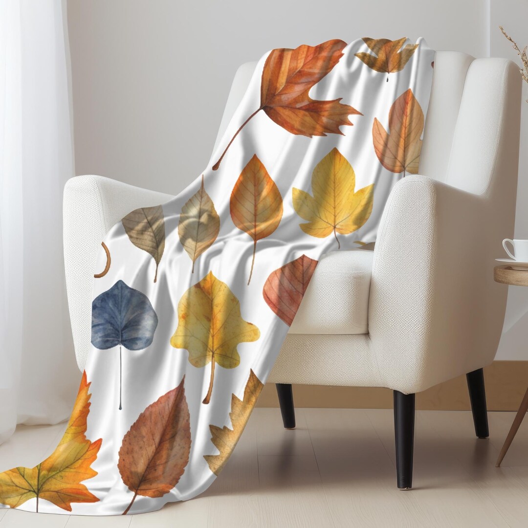 Autumn Leaves Throw, Velveteen Plush Blanket, Fall Foliage, Fall Decor ...