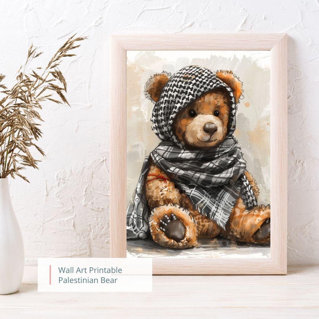 Palestine Wall Art, Keffiyeh Bear, Free Palestine - Etsy