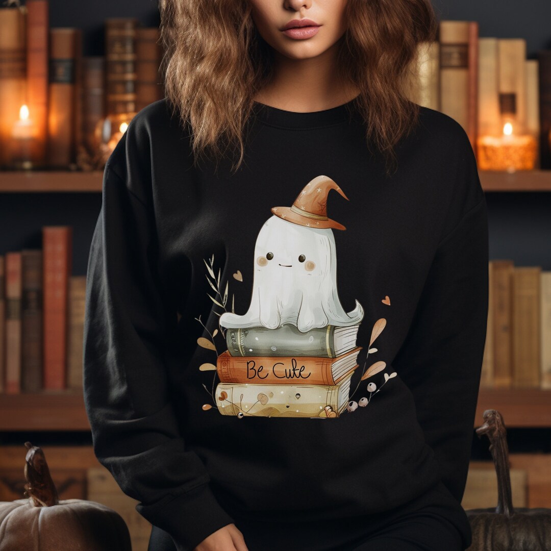 Ghost Reading Books Sweater, Book Lover Sweatshirt, Bookish Halloween ...