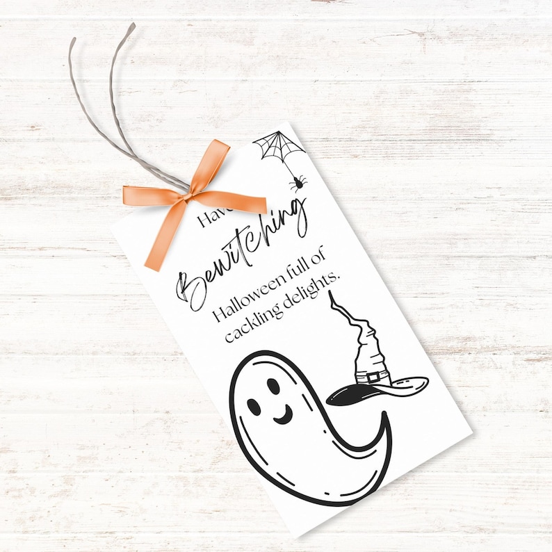 Halloween Gift Tags Printable Minimalist Ghosts and Witches - Etsy