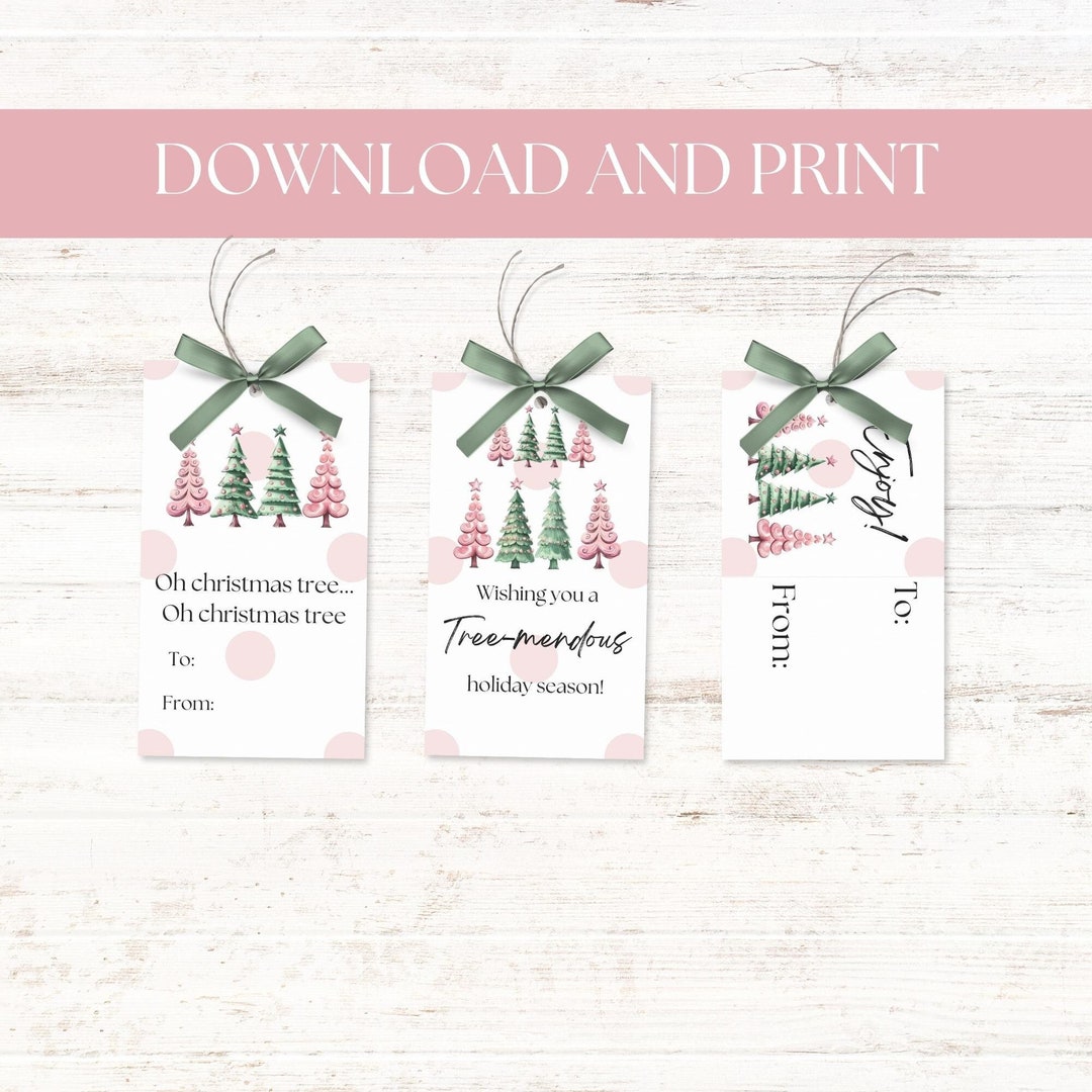 Printable Pink Christmas Gift Tags, Printable to and From, Modern ...