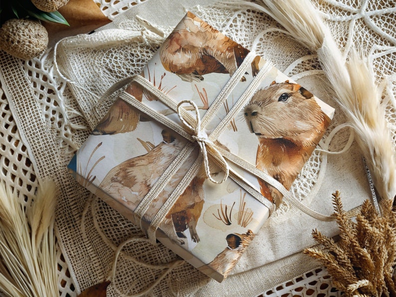 Capybara Wrapping Paper | Cute Capy Washi Tape | Capybara Gift Wrap ...