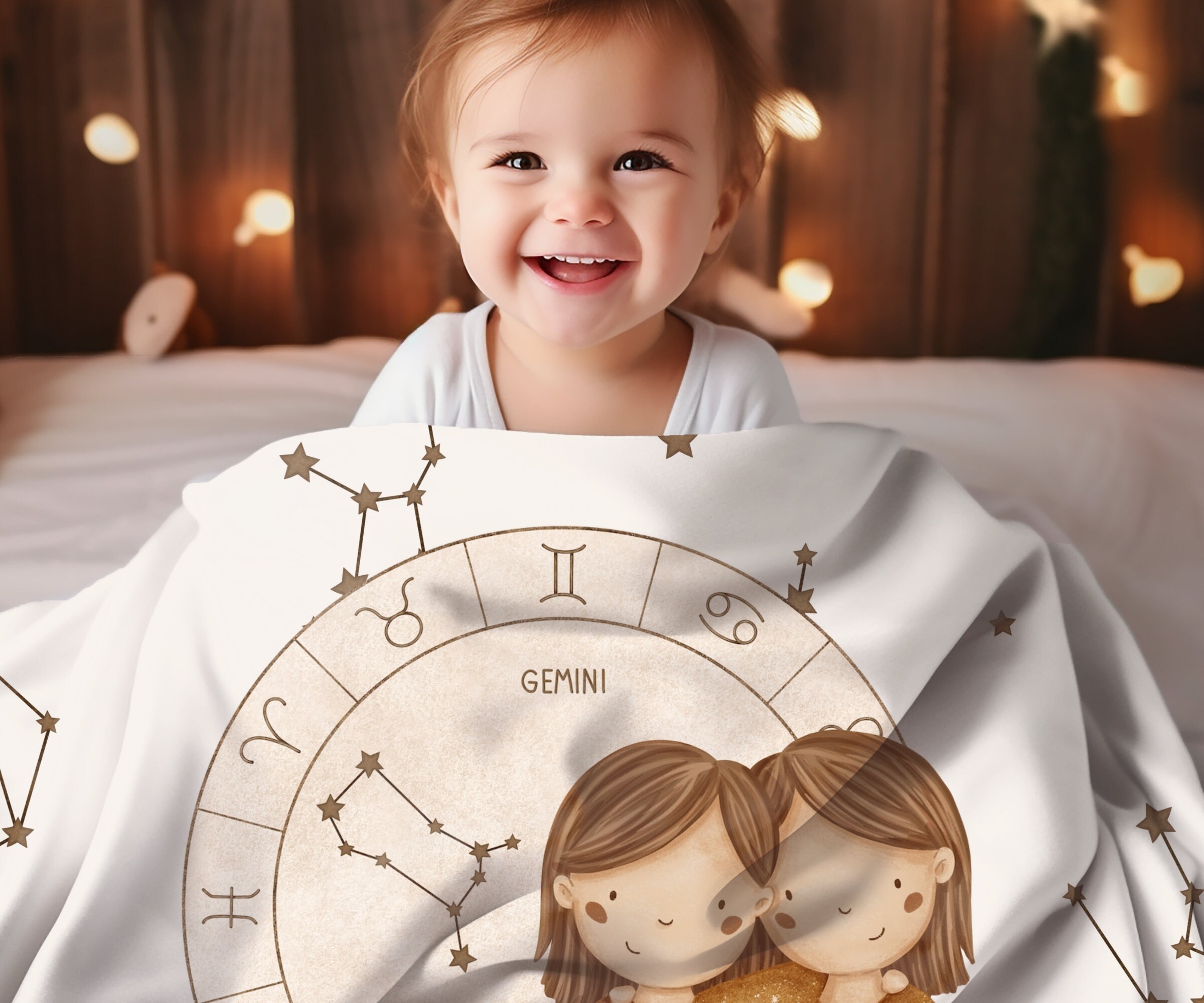 Gemini Baby Blanket | Astrology Plush Blanket | Baby Shower Gift | Moon ...