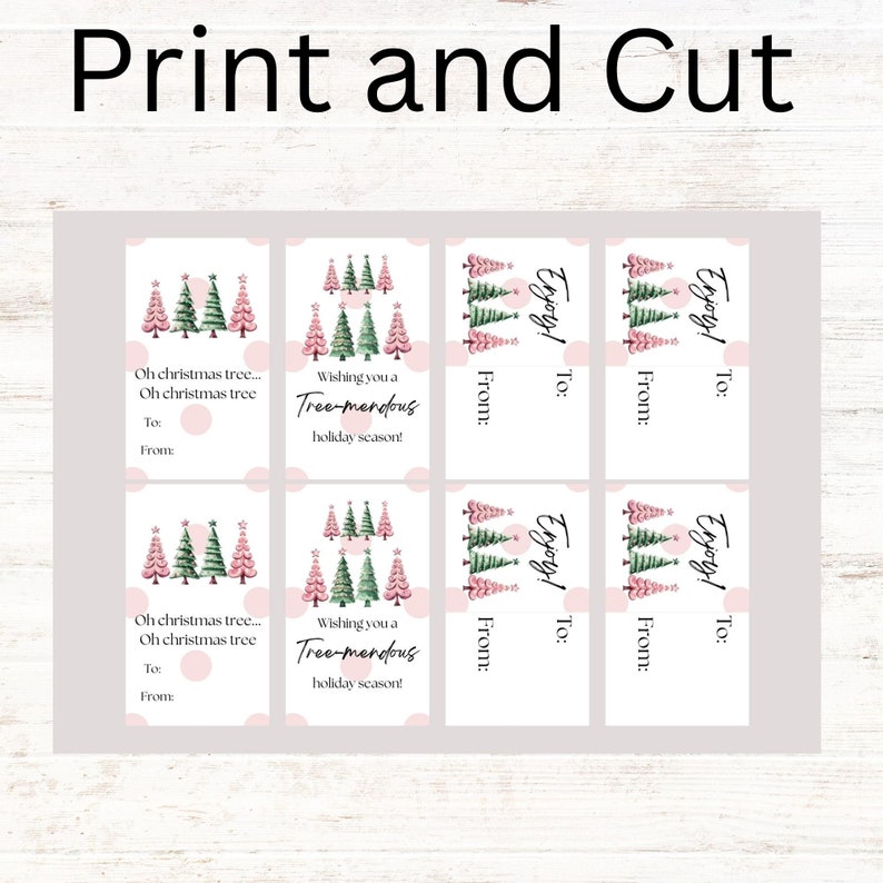 Printable Pink Christmas Gift Tags, Printable to and From, Modern ...