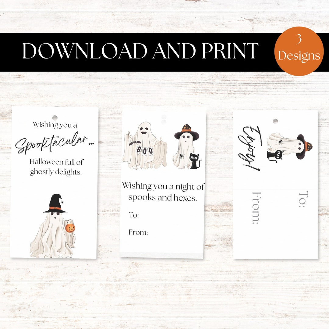 Halloween Ghost Gift Tags, Printable Treat Tags (PDF) - Etsy