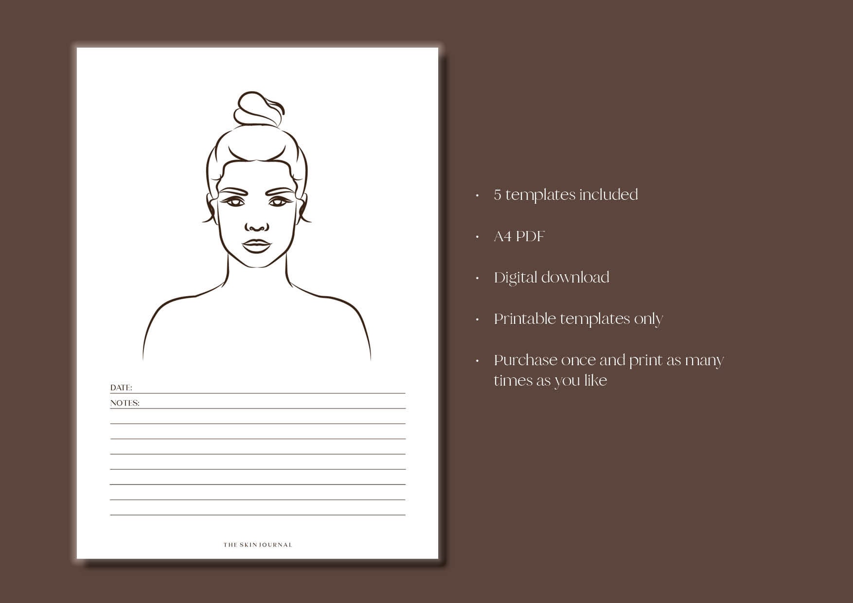 A4 Printable Skin Journal,skin Tracker,acne Tracker,skin Journal for ...