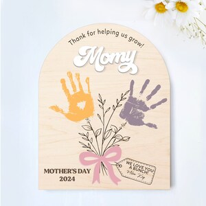DIY Mothers Day Flower Handprint, Personalized Gift for Mom, Handprint ...