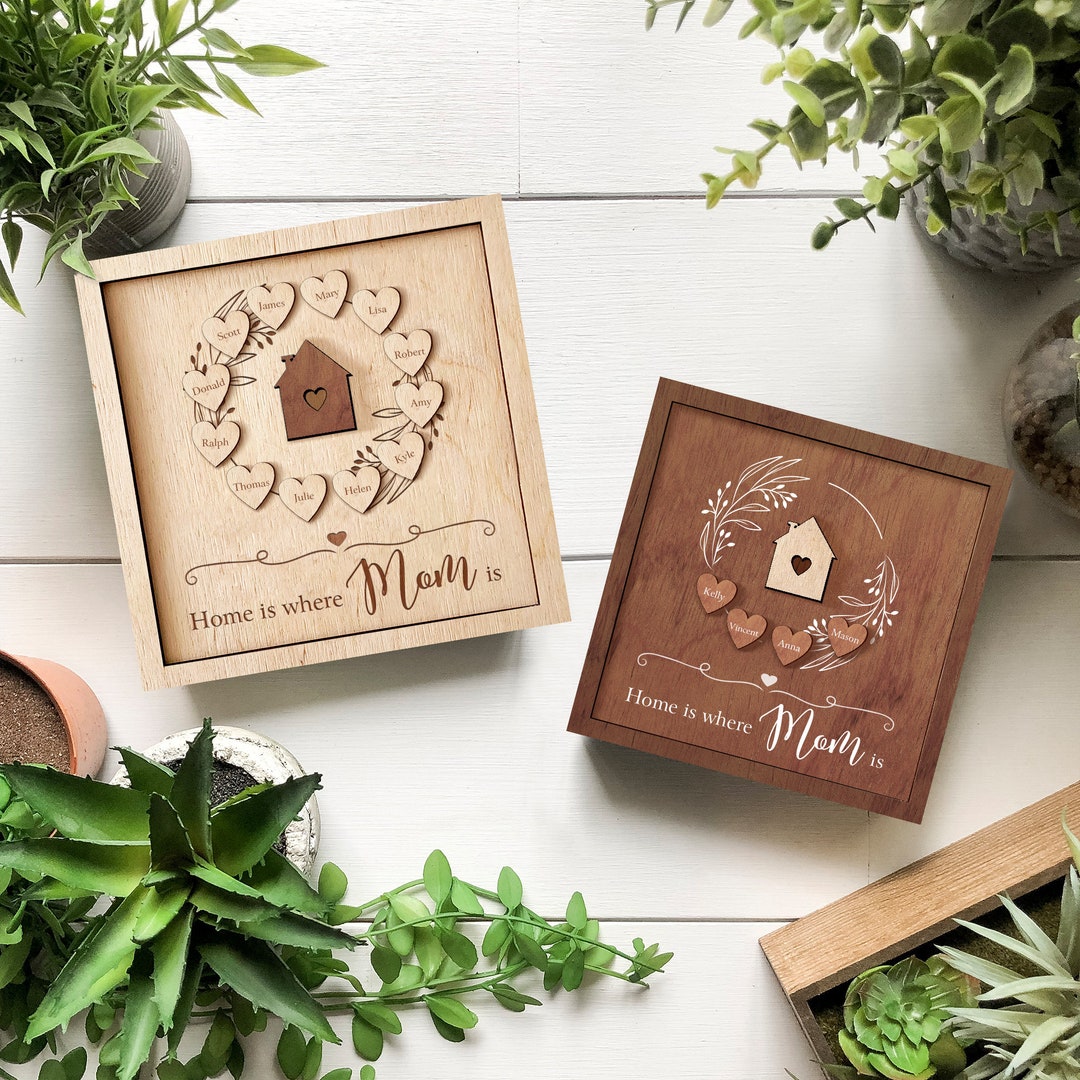 Personalized Mom Sign, home is Where Mom Is, Custom Wood Sign, Mothers ...