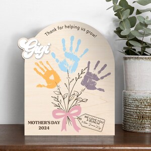 DIY Mothers Day Flower Handprint, Personalized Gift for Mom, Handprint ...