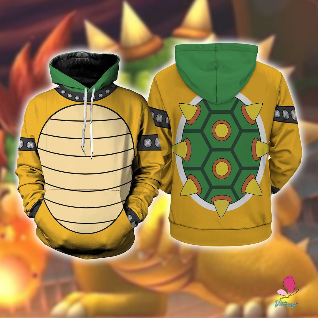 Bowser Full Over Print Hoodie Bowser Costume Cosplay Costume Mario Bros ...