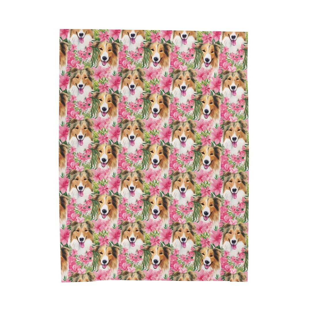 Sheltie shetland Sheepdog Floral Plush Blanket limited Edition Dog ...