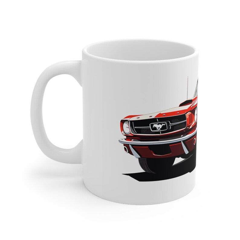 Vintage-inspired Ford Mustang Coffee Mug: Classic Car Illustration on ...