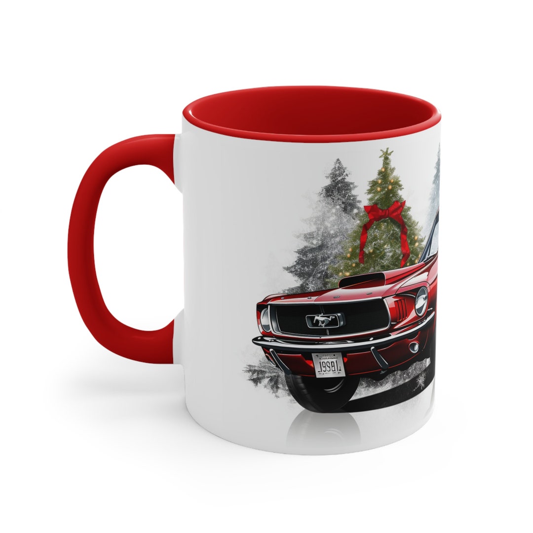 Vintage Christmas Ford Mustang Coffee Mug: 11oz Ceramic Cup With ...