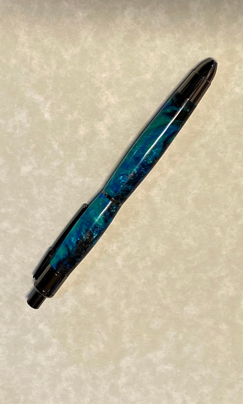 Starry Night Epoxy Ball Point Click Pen Hand Turned - Etsy