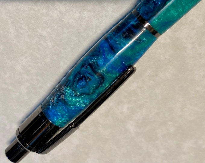 Starry Night Epoxy Ball Point Click Pen Hand Turned - Etsy