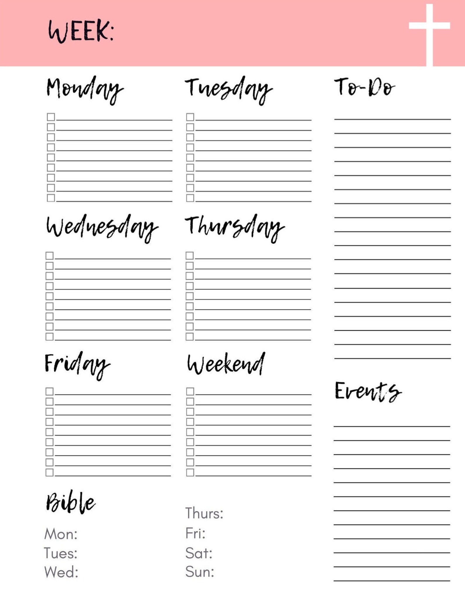 Christian Weekly Planner || Just Download and Print! - Etsy