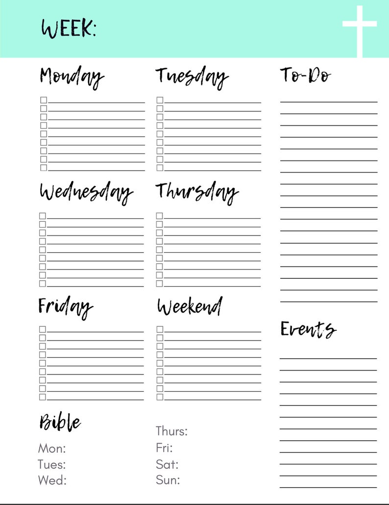 Christian Weekly Planner || Just Download and Print! - Etsy