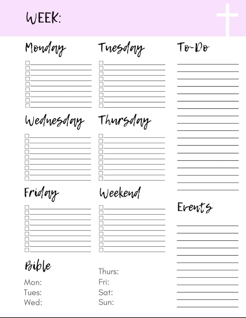 Christian Weekly Planner || Just Download and Print! - Etsy