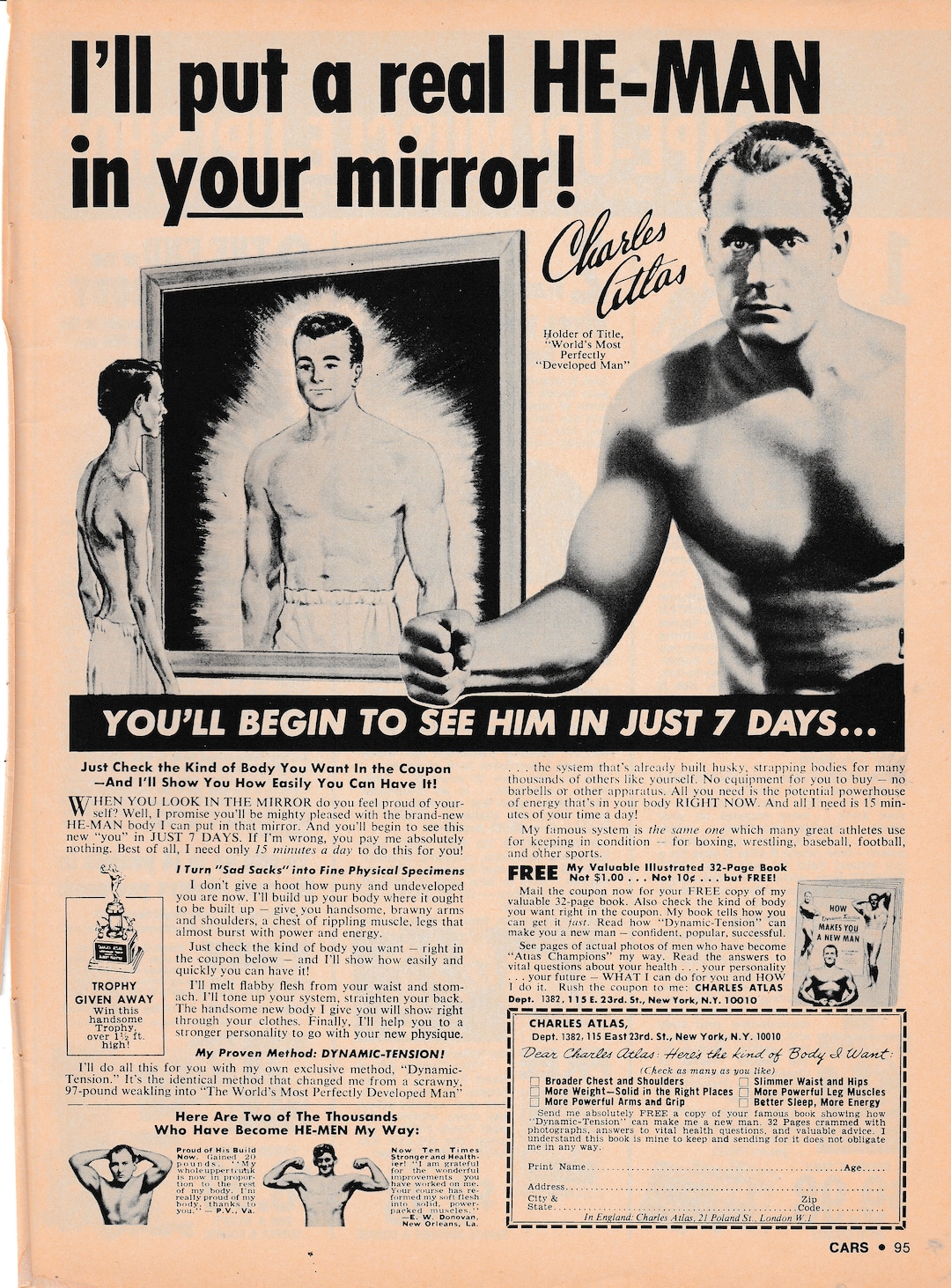 Charles Atlas 1950's Print Ad - Etsy