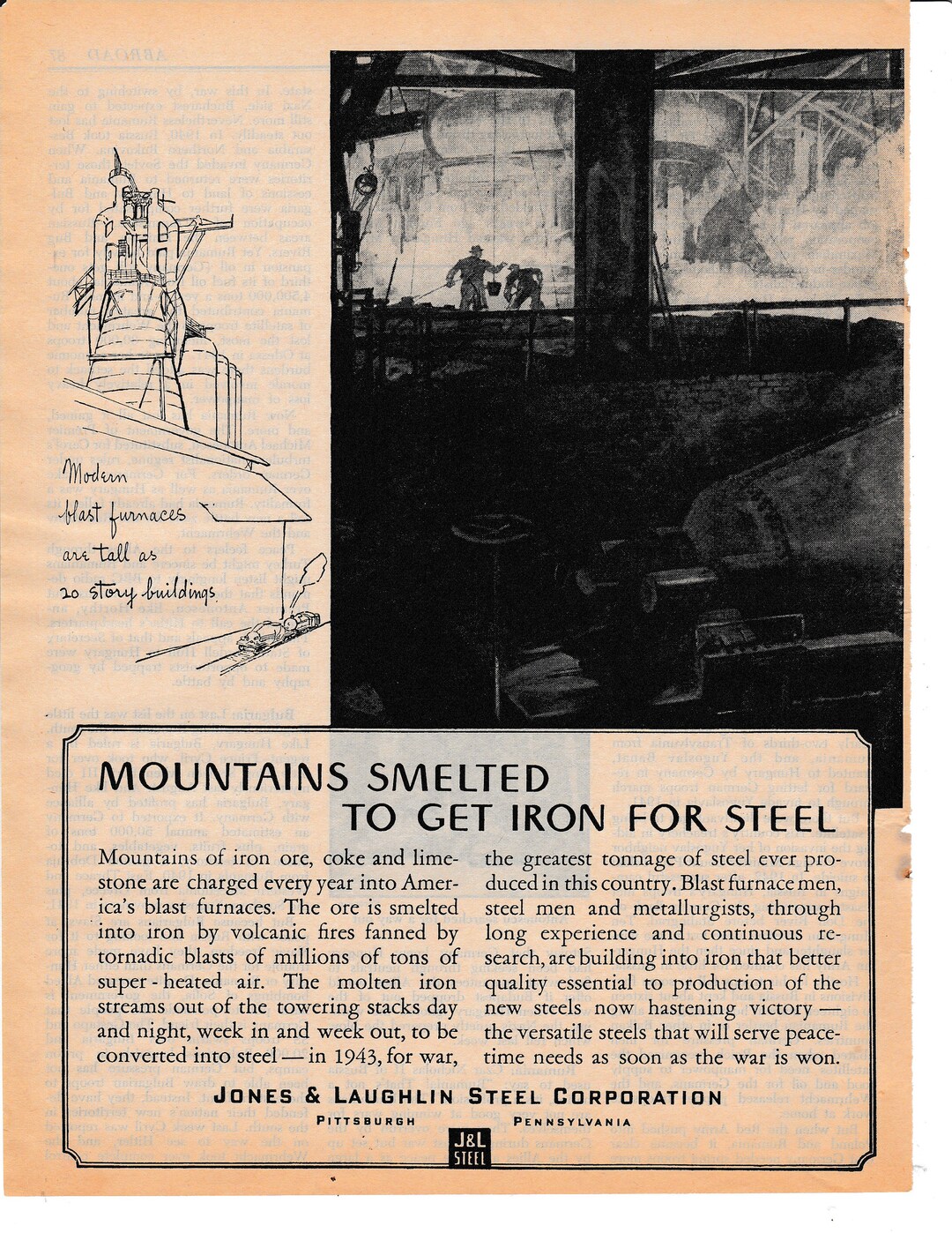 1940's Jones & Laughlin Steel Corporation Company Print Ads - Etsy