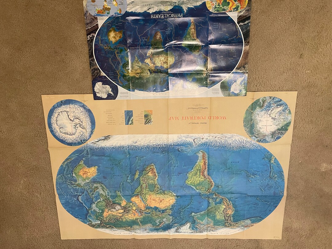 2 World Portrait Maps - Etsy