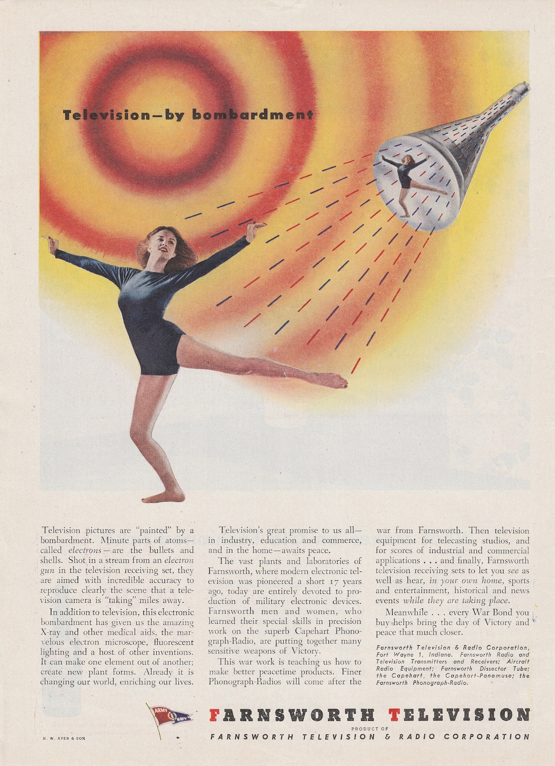 3 Farnsworth Television Print Ads 1950's - Etsy