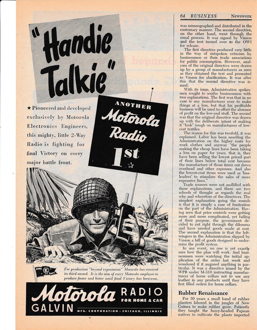 Motorola Handie Talkie Print Ad 1940's - Etsy
