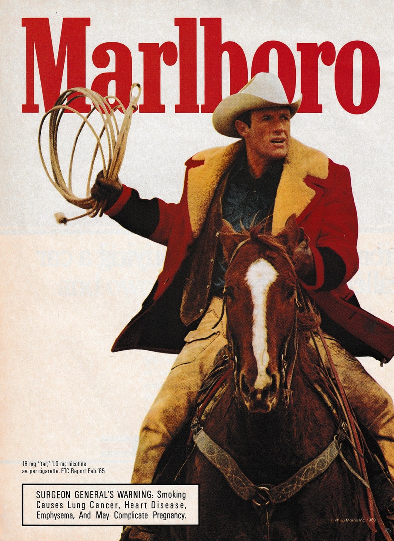 Marlboro Man Print Ad 1987 - Etsy