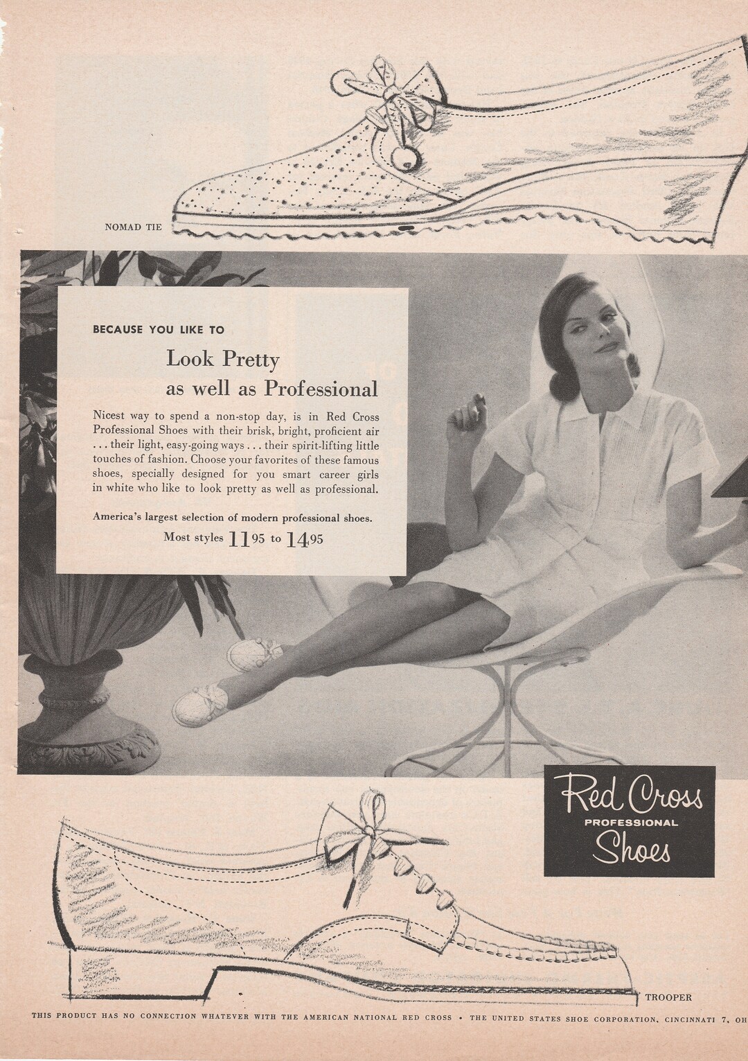 Shoe Ads Clinic Red Cross Print Ad 1943 - Etsy