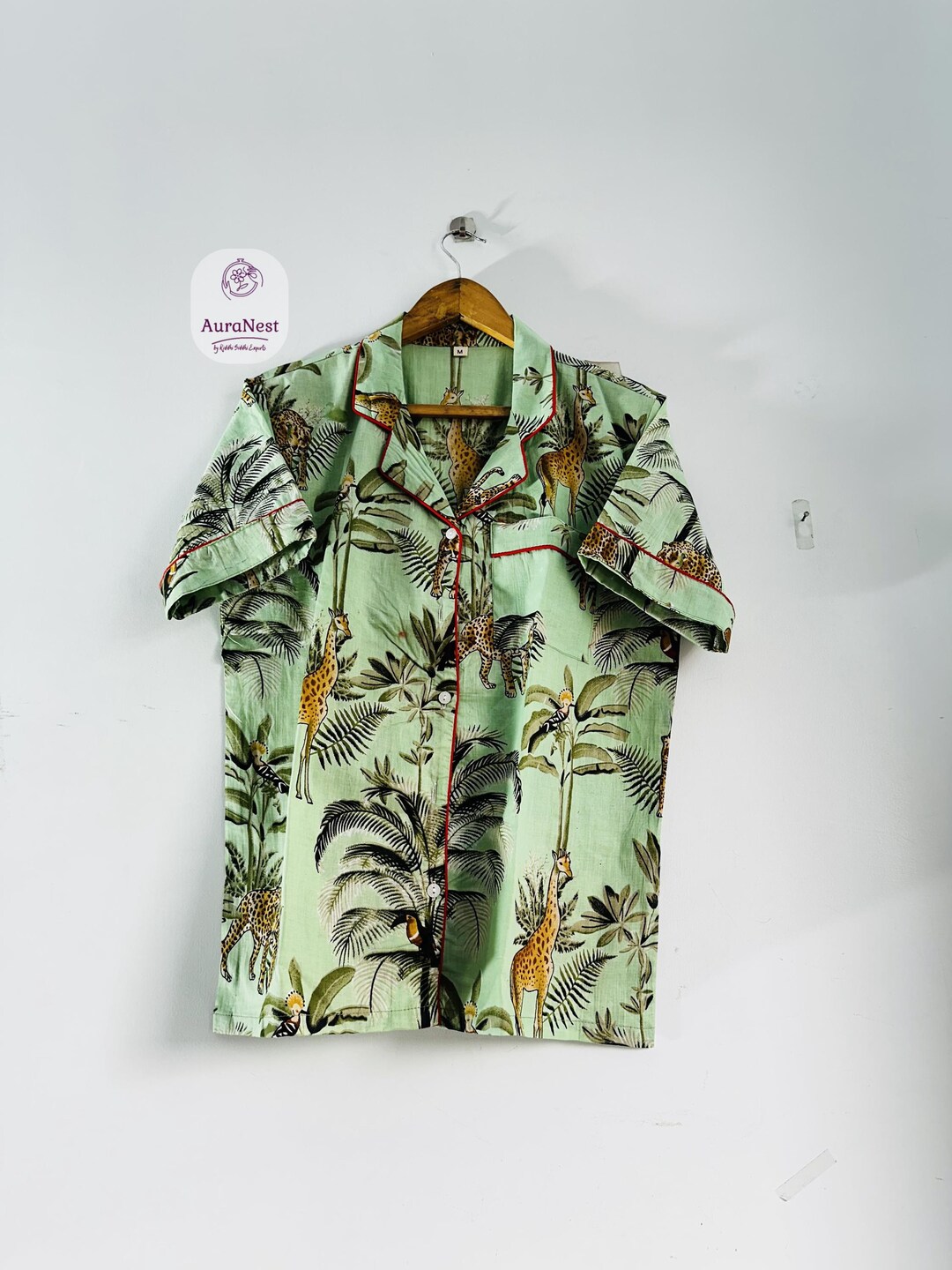 Green Jungle Block Print Cotton PJ Set | Soft Cotton Made Pajamas ...