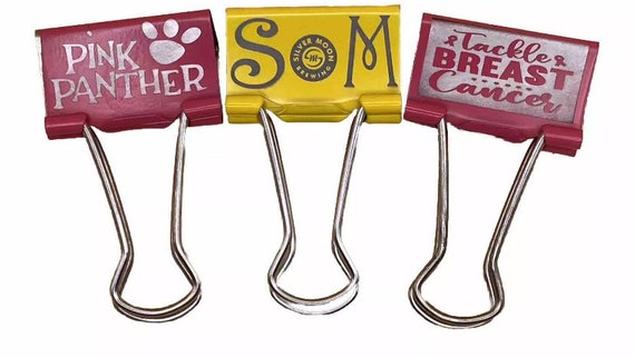 12 Binder Clips personalized Any Text Any Font Including Line Art Images Etsy