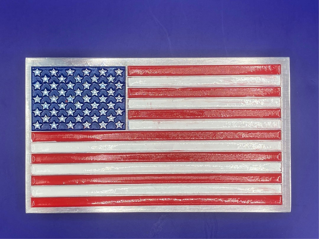 American Flag Aluminum Paperweight Laser Carved and Enameled Handmade ...