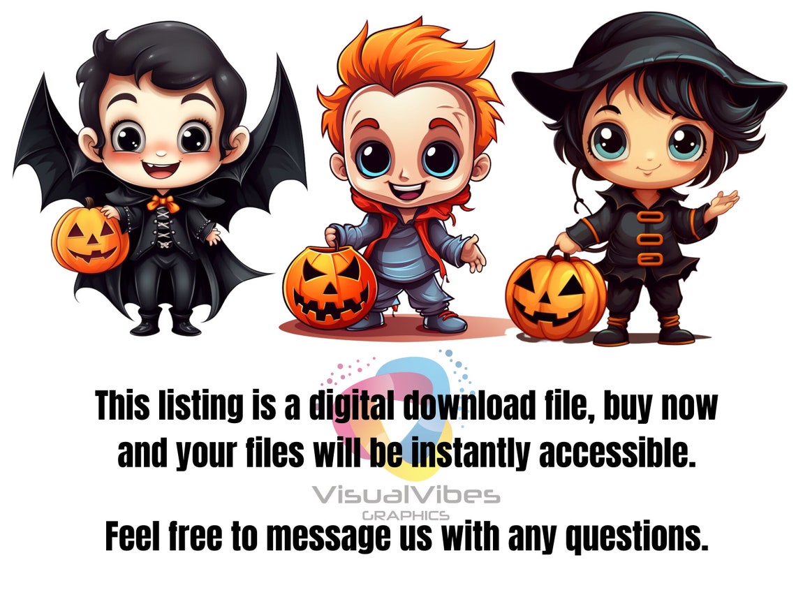 20 Cute Cartoon Kids in Halloween Costume Clipart Bundle Kids Sticker ...