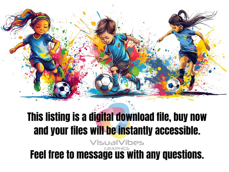 Over 30 Vibrant Soccer Kids Clipart Bundle Sticker PNG Soccer Stickers ...