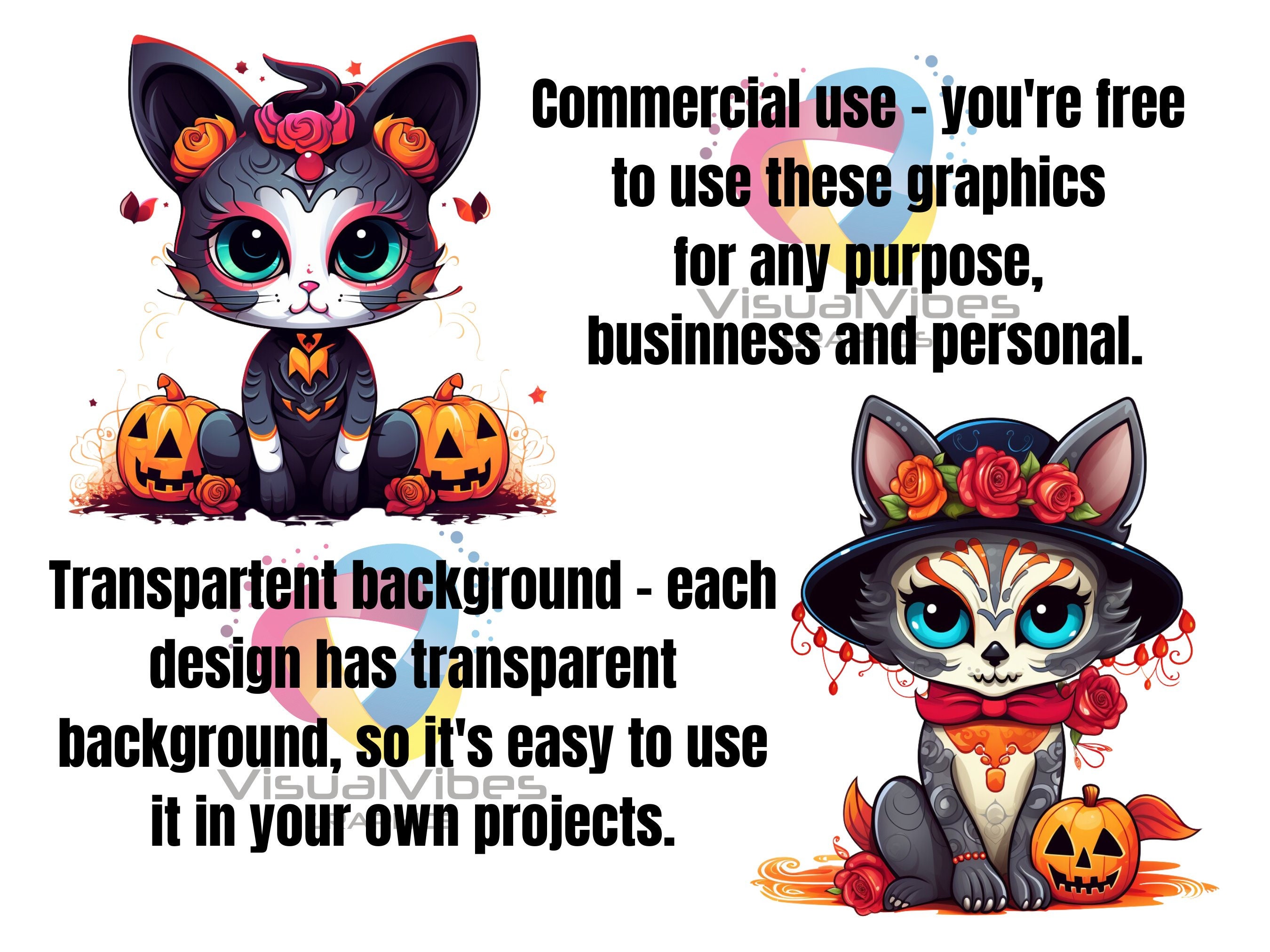 20 Cute Cartoon Dia De Los Muertos Cats Clipart Bundle - Etsy