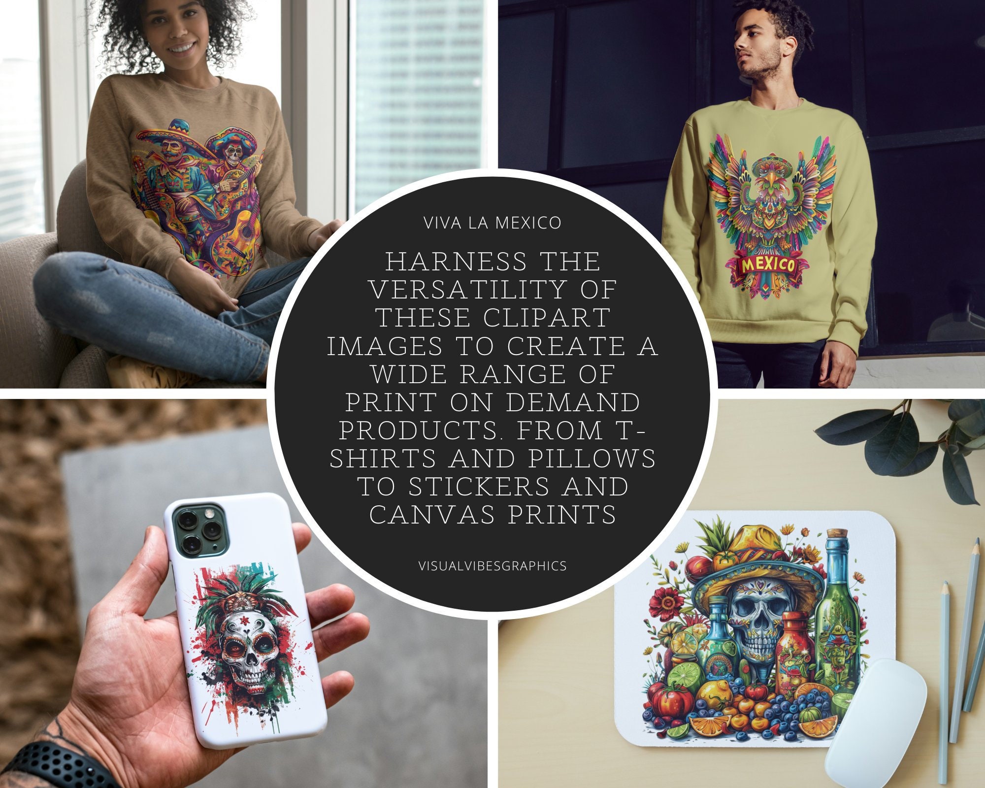 Over 35 Viva Mexico Clipart Bundle Mexican Tradition Illustrations ...