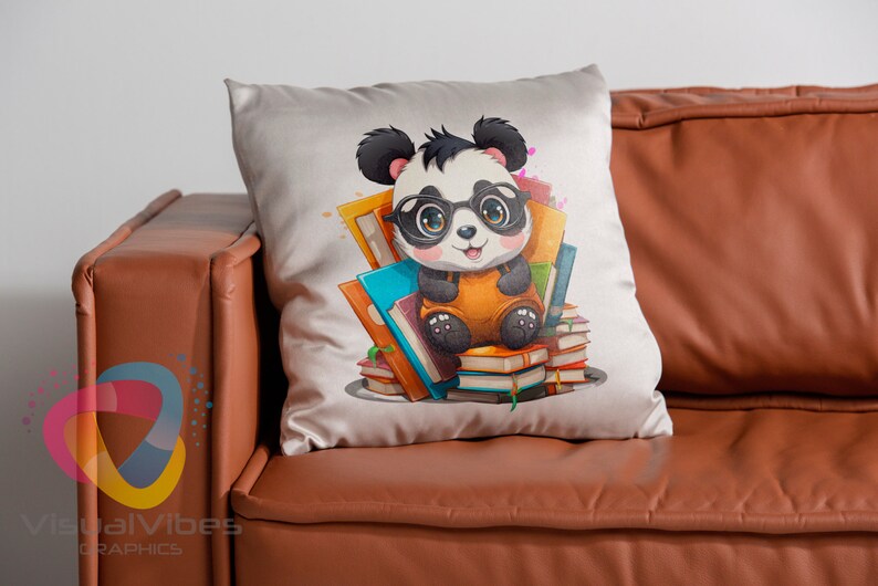 20 Cartoon Baby Pandas Clipart Bundle Back to School Sticker PNG ...