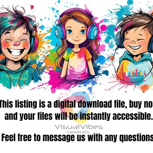 35 Cute Cartoon Colorful Music Kids Clipart Bundle Kids Sticker Music ...