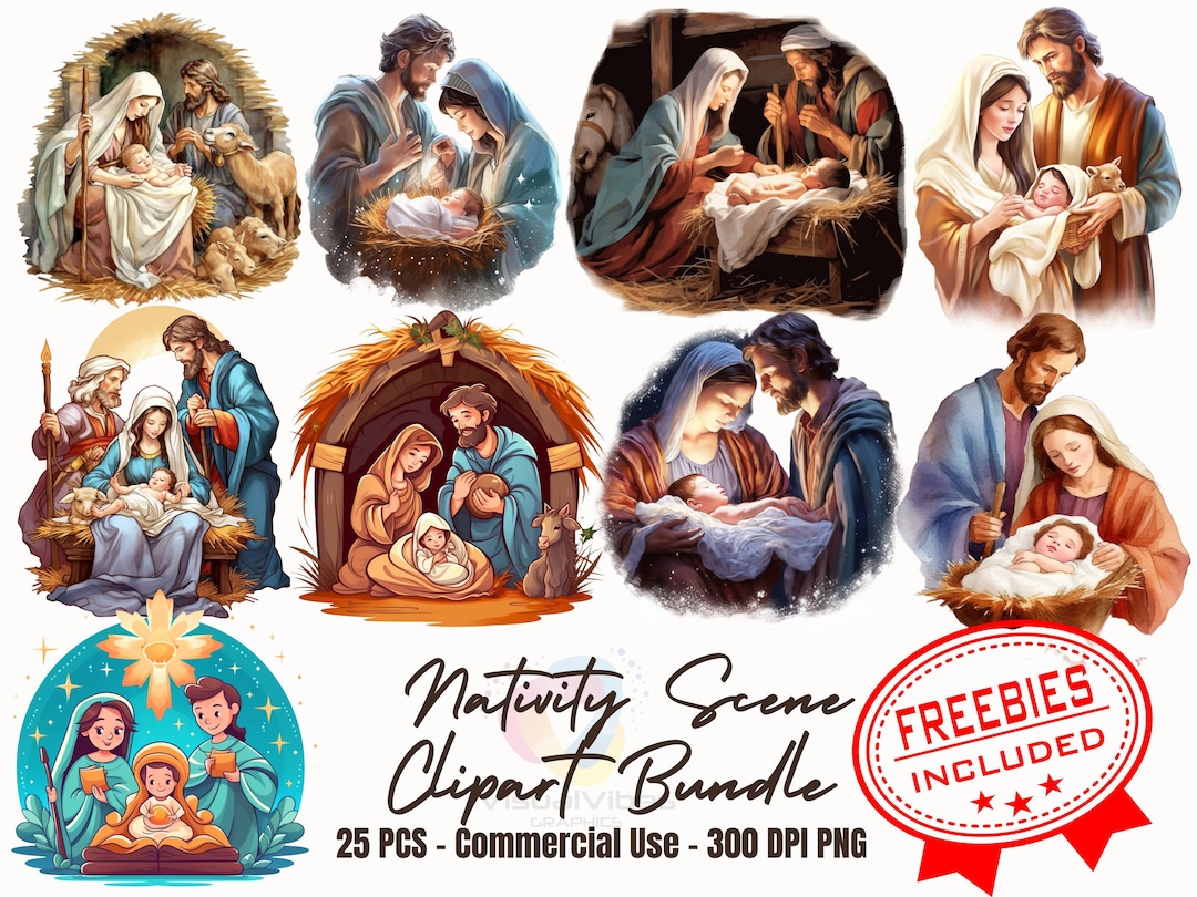 20+ Nativity Scene Clipart Bundle Christmas Design Nativity Clipart ...