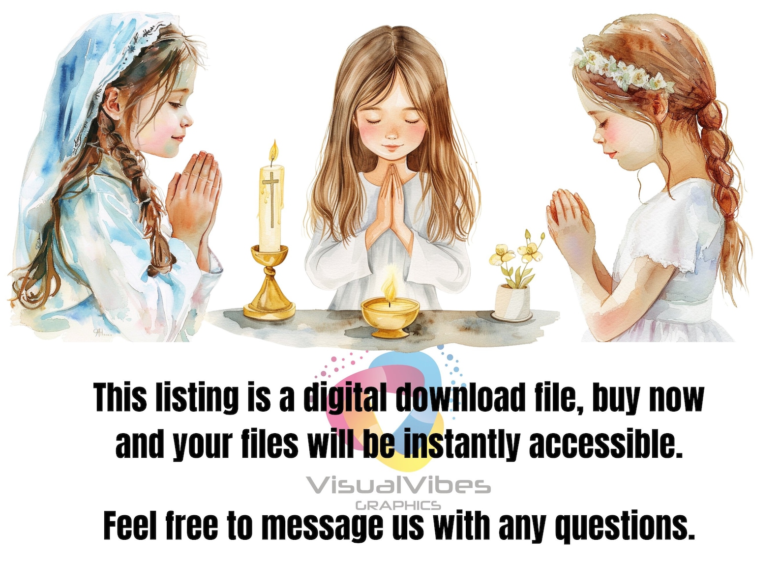 35 Watercolor First Holy Communion Clipart Bundle Communion Invitations ...