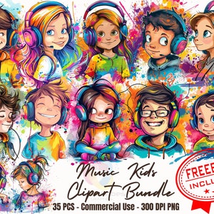 35 Cute Cartoon Colorful Music Kids Clipart Bundle Kids Sticker Music ...